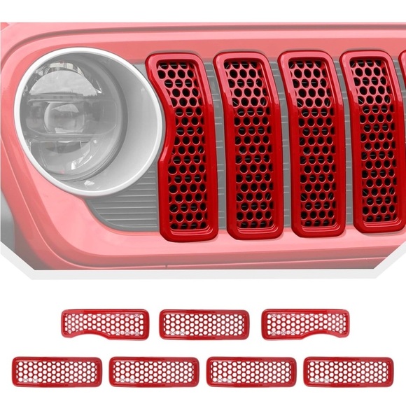 Accessories | Red Front Grille Mesh Inserts Acces Jeep Wrangler Jl Jlu ...